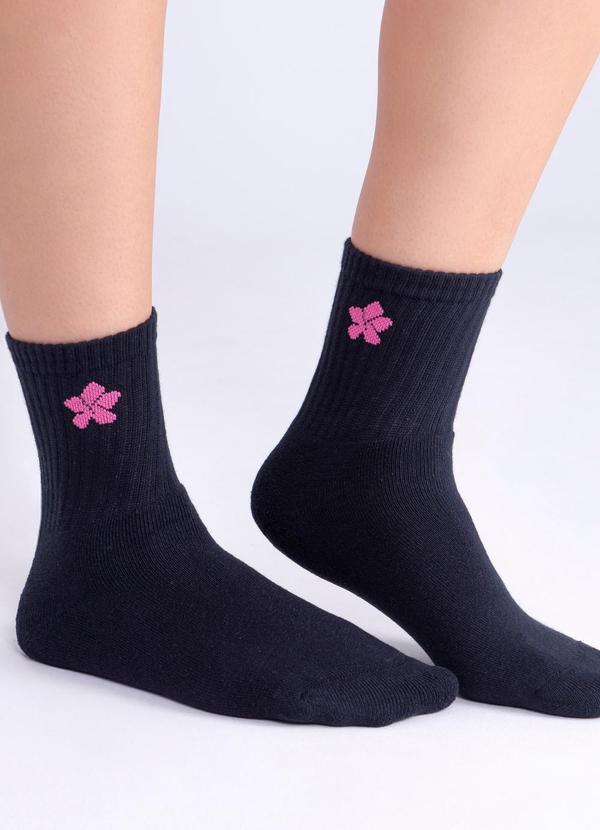 Meia Feminina Soquete sem Costura Preto - Dukali