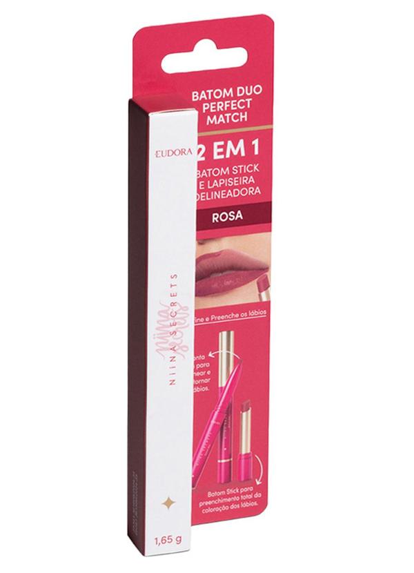 Batom Duo Perfect Match Rosa - 1,65g - Amo Make