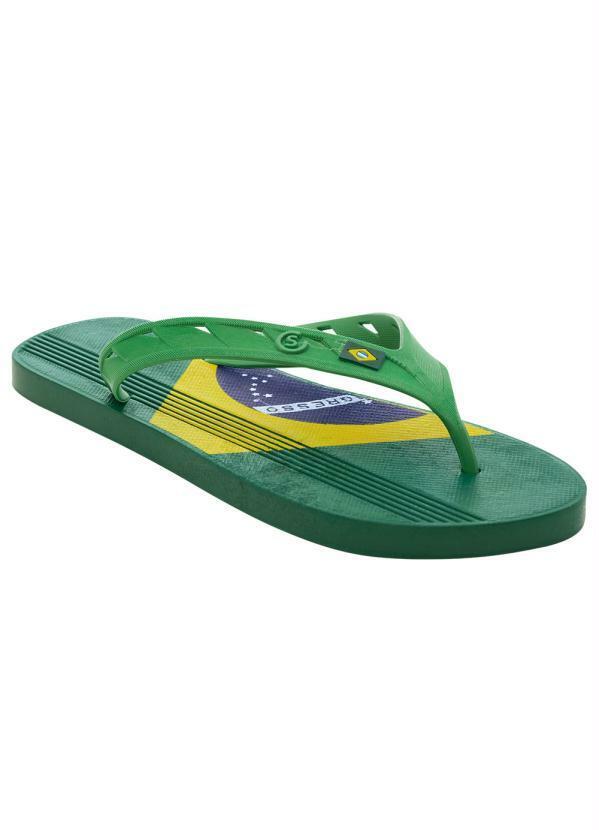 Chinelo Brasil Verde com Palmilha Estampada - Perfecta