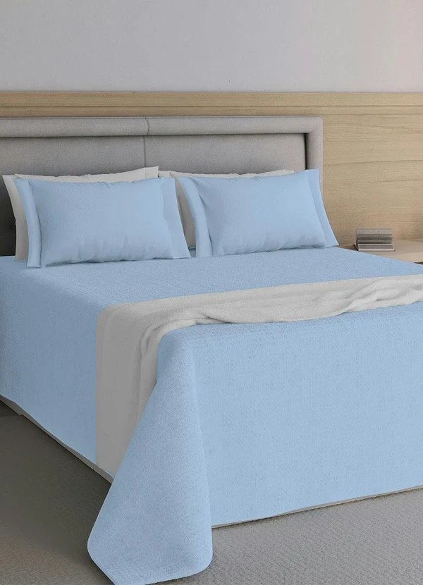 Colcha Genova Piquet Azul Queen 1 Peça - Lar&Lazer