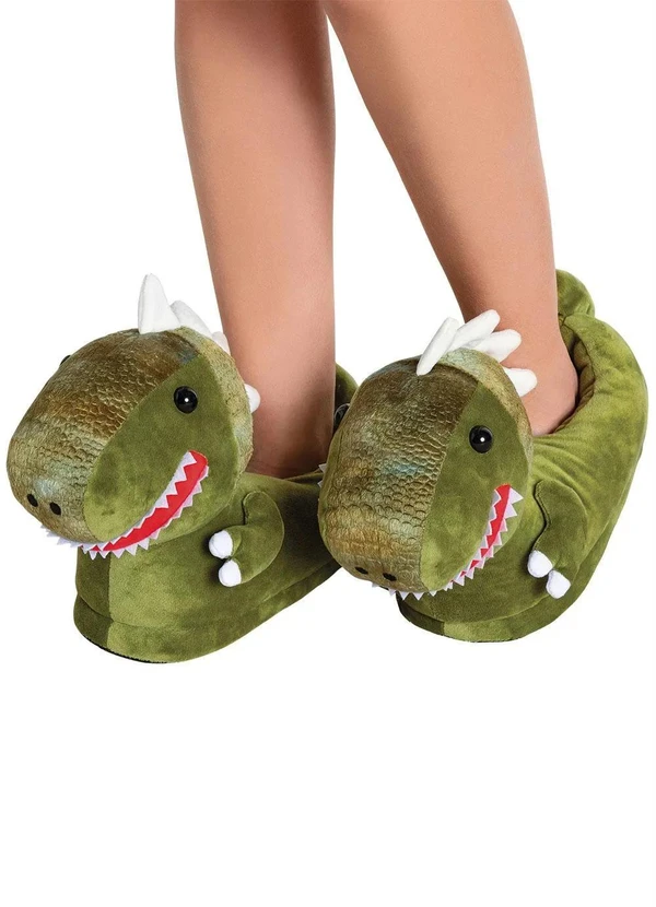 Pantufa Dino Verde Calça do 34 Ao 38 - Lar&Lazer
