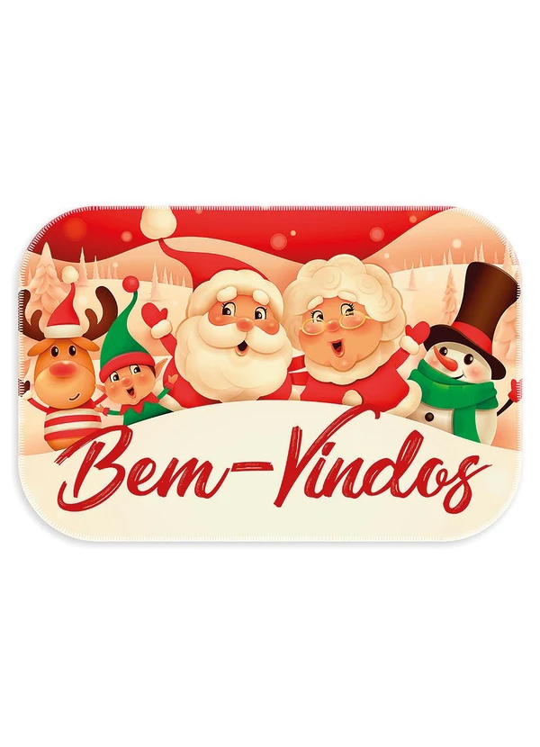 Capacho Bem Vindo Família Noel 34x60 cm - Lar&Lazer