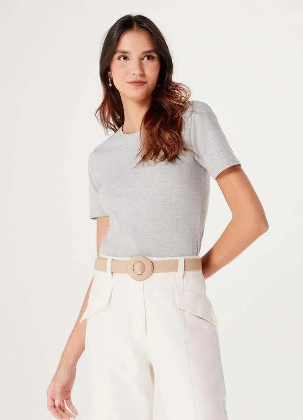 Blusa Basica Feminina Slim em Algodao Cinza - Hering Oficial