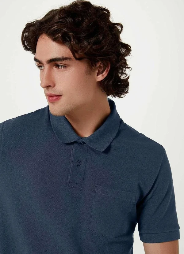 Camisa Polo Basica Masculina Manga Curta Azul - Hering Oficial