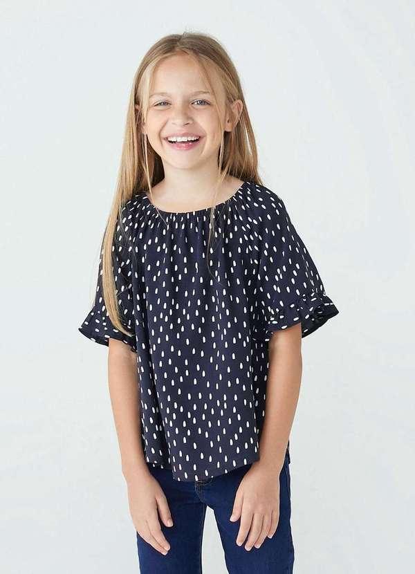 Bata Infantil Menina Ombro a Ombro Estampada Azul - Hering Oficial