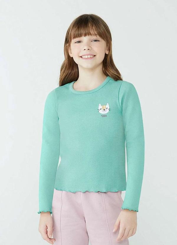 Blusa Infantil Menina Manga Longa em Ribana Tam 1 a 16 Verde - Hering Oficial