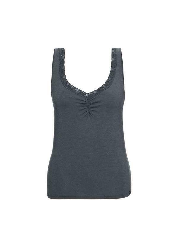 Regata Modal com Renda She Cinza Chumbo - Mash