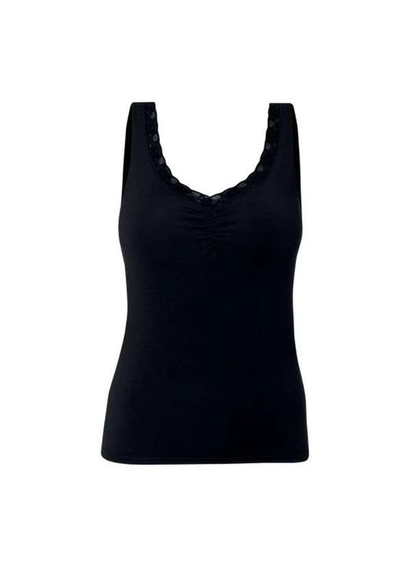 Regata Modal com Renda She Preto - Mash