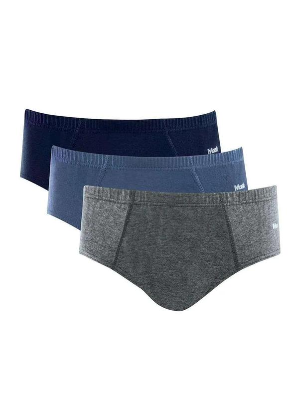 Kit 3 Cuecas Slip Algodão Infantil Cinza Mescla Escuro - Mash