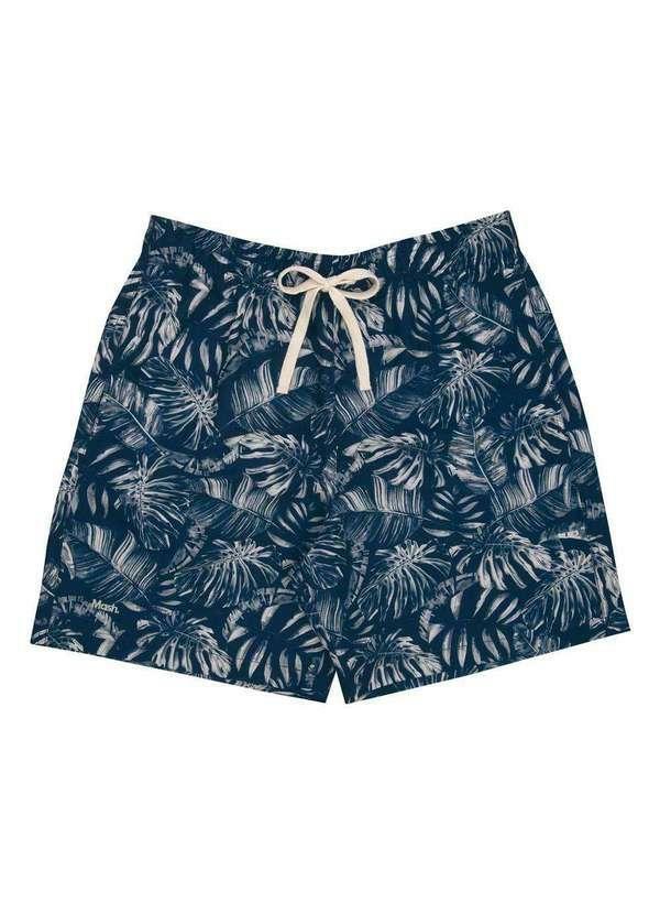 Shorts Casual Estampado Folhagens Azul - Mash