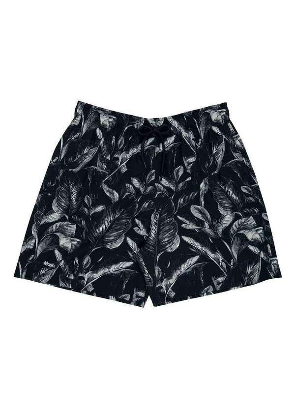 Shorts Estamapado Folhagens Preto - Mash