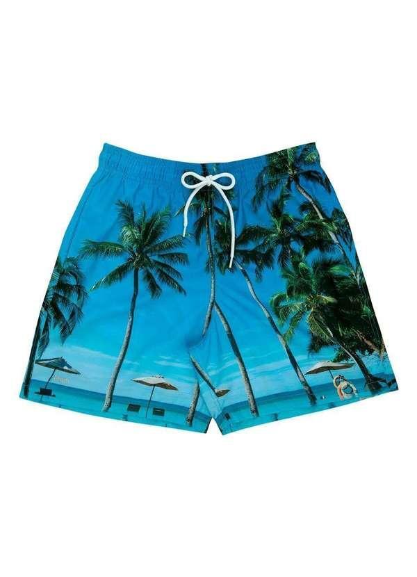 Shorts Estampado Natural View Azul Turquesa - Mash