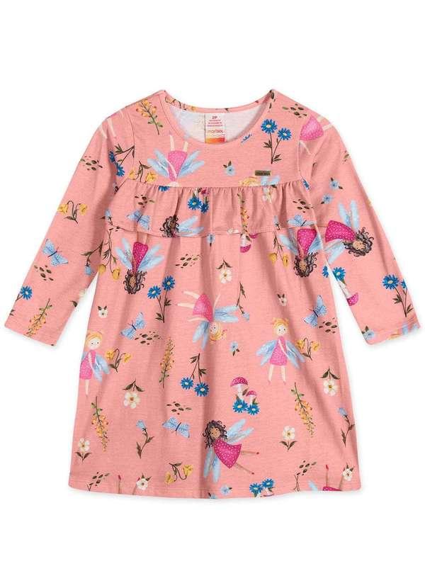 Vestido Infantil Menina Manga Longa Marisol Rosa - Clube Marisol