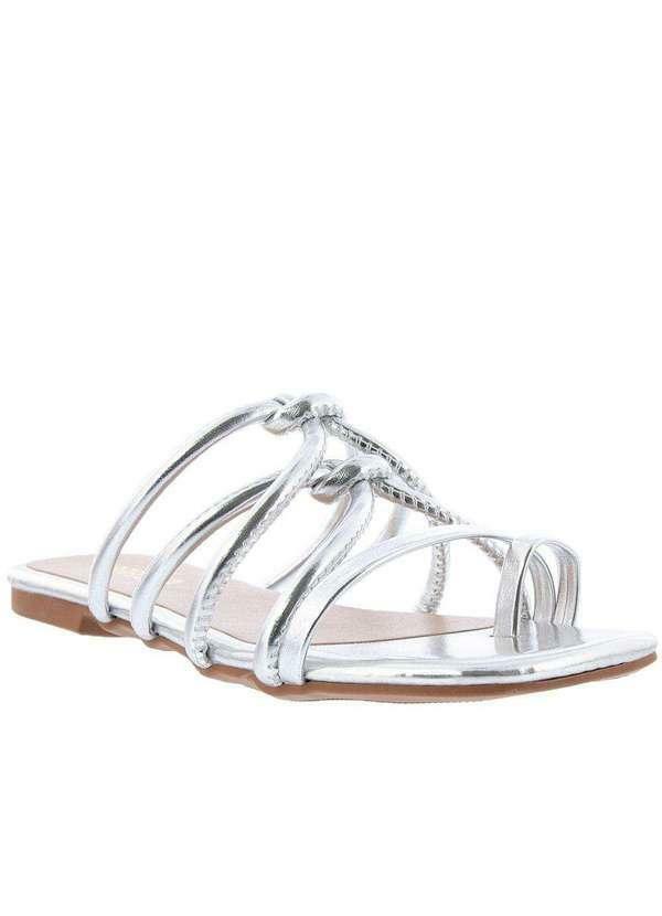 Rasteira Gabriela Detalhe Nós Metalizada Prata Prata - Studio Z