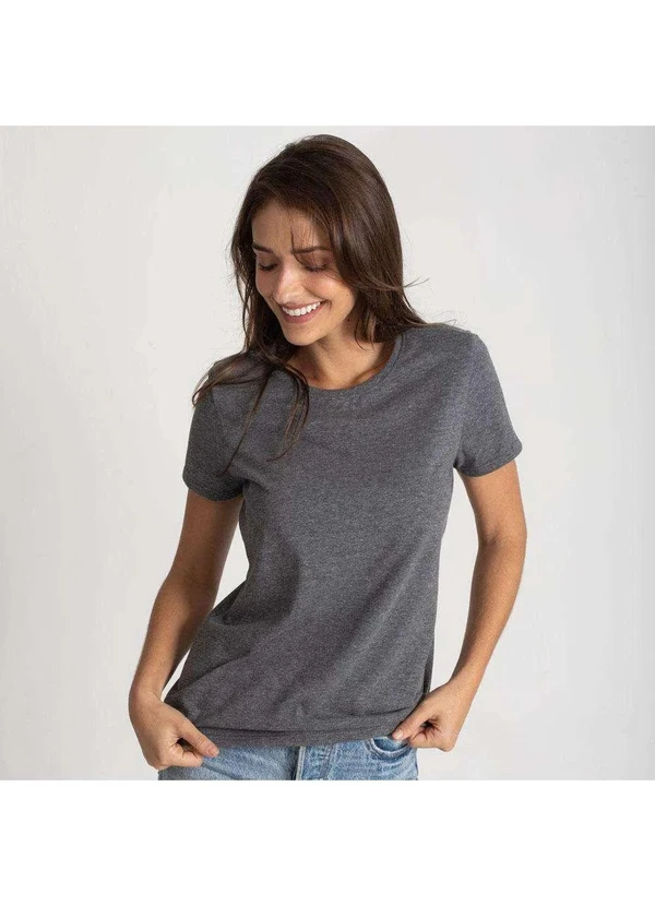 Camiseta Básica Feminina Mescla Escuro - Basicamente
