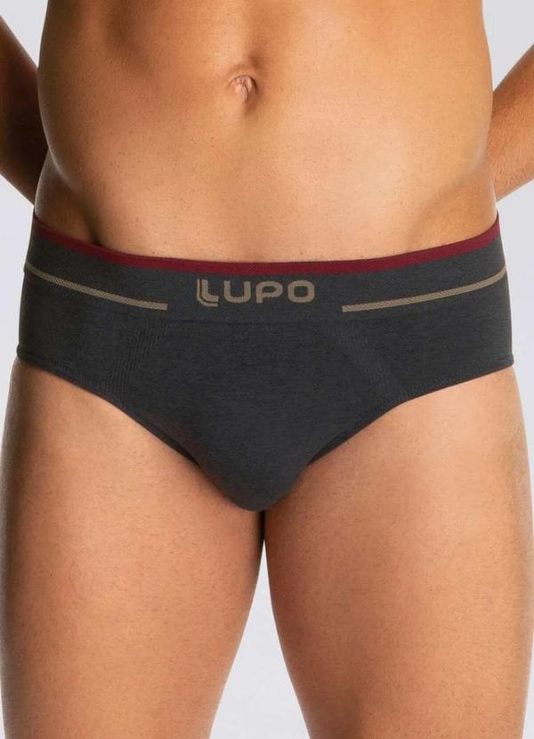 Cueca Slip Lupo 624-003 9760-Preto-Mescla - Meias Sao Jorge