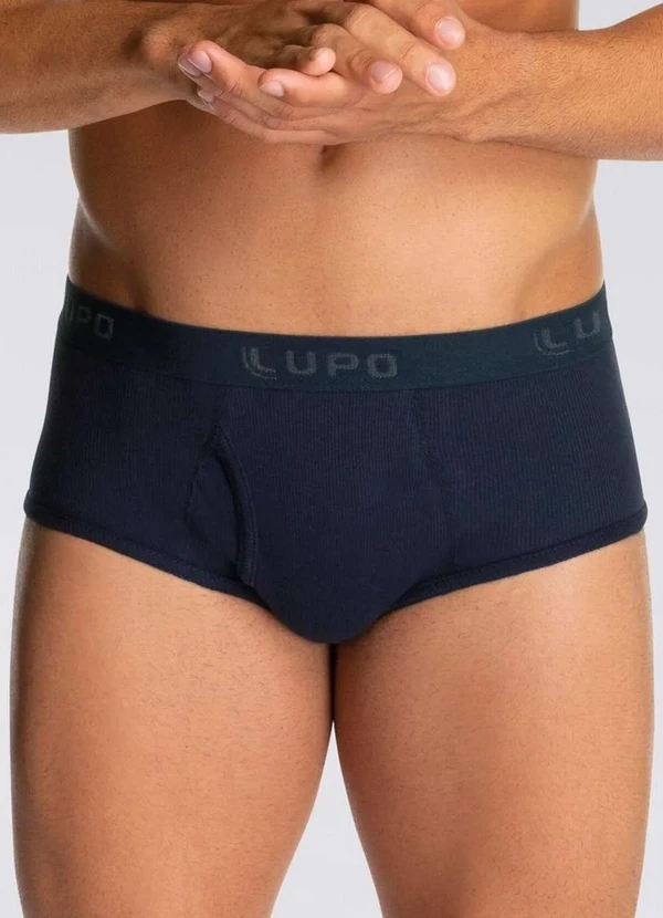 Cueca Slip Lupo com Abertura 546-002 280-Marinho - Meias Sao Jorge