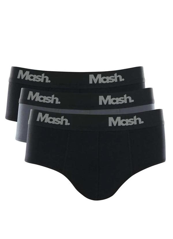 Kit/3 Cueca Slip Mash 113.06 Pt01-Preto/Chumbo/Preto - Meias Sao Jorge