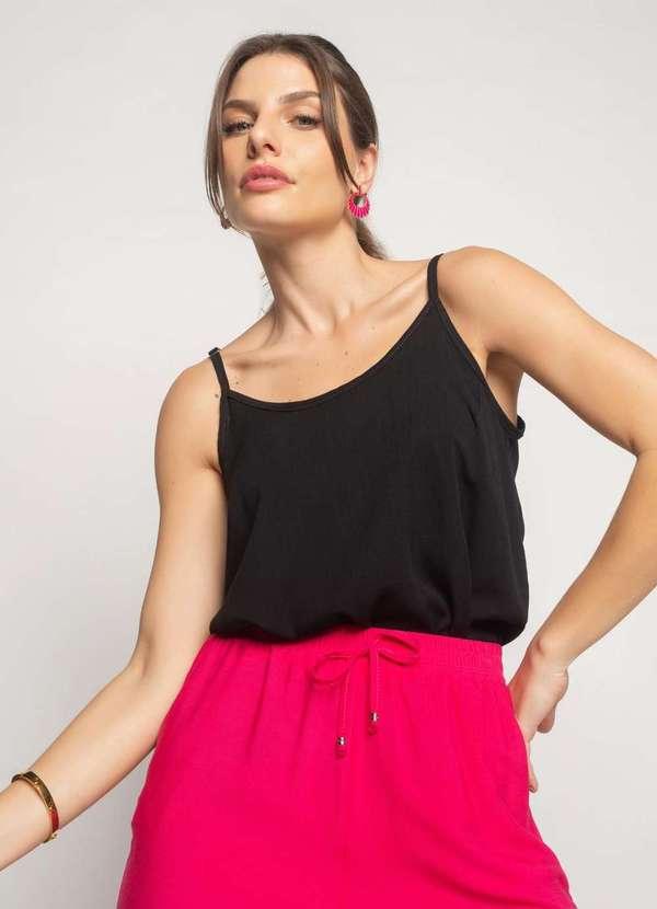 Regata Alcinha Viscolinho Fashion Preto - Salvatore Fashion