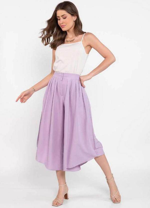Calca Pantacourt Lisa Barra Bico Lilas - Lamis