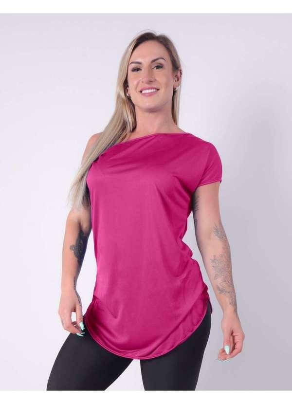 Blusa Fitness Feminina Ombro So em Dry Fit Furadinho Rosa - FitModa