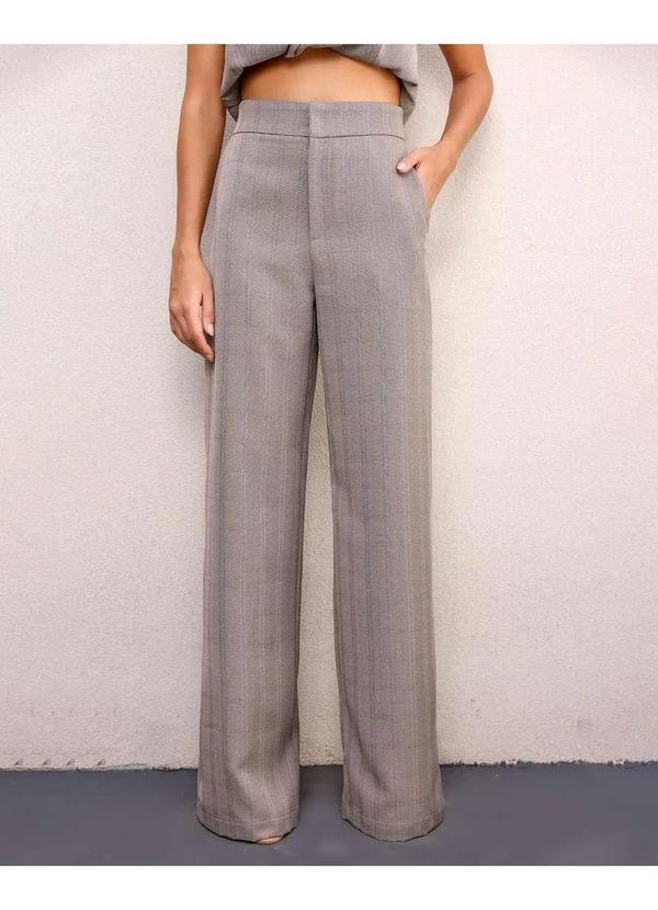 Calca Dot Clothing Alfaiataria Xadrez Cinza Marrom - Dress Us