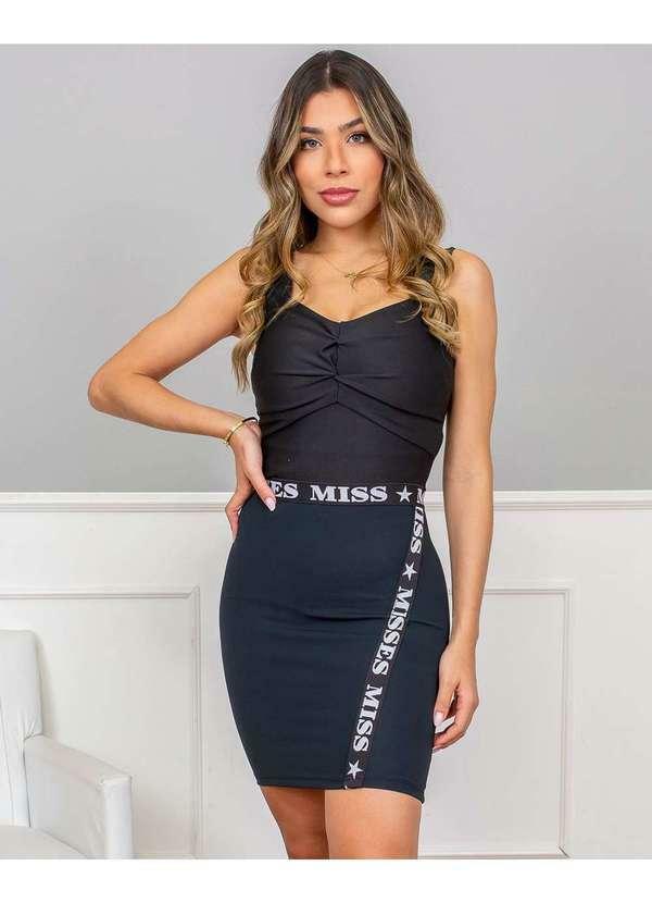 Saia Miss Misses Lisa Elastico Preto Preto Dress Us