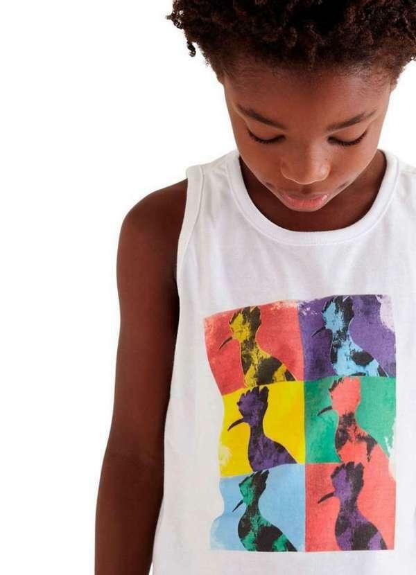 Regata Mini Pica Pau Andy Art Branco - Reserva