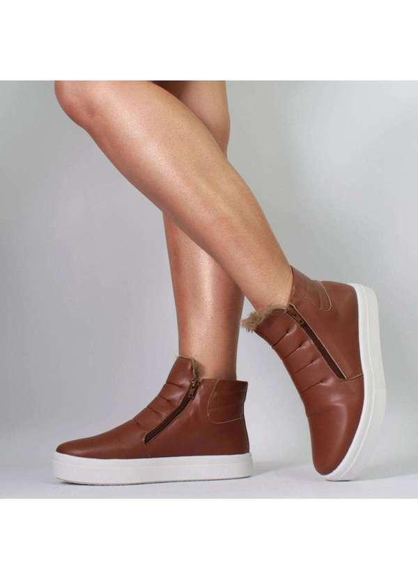 Tênis Botinha Fluffy Marrom Marrom - Damannu Shoes