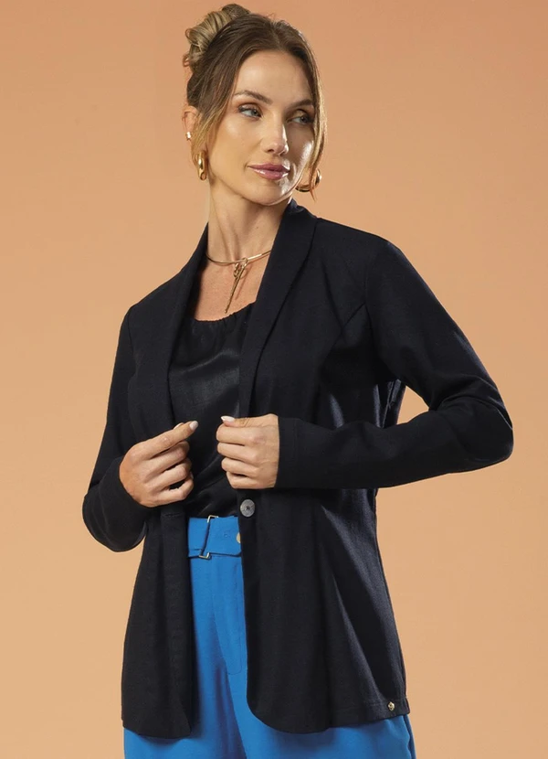 Blazer Feminino de Linho Sofisticado Preto - Gris