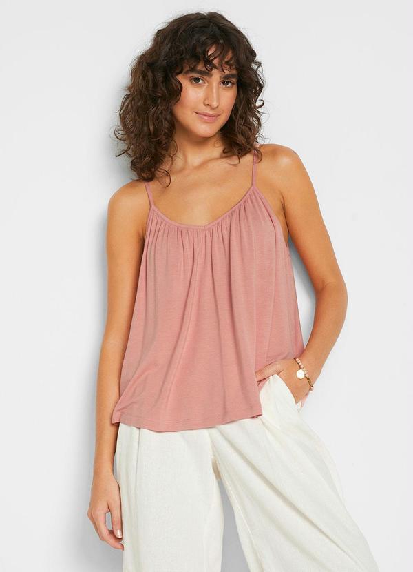 Blusa de Alcinha Decote V Rosa Claro - Soulojista