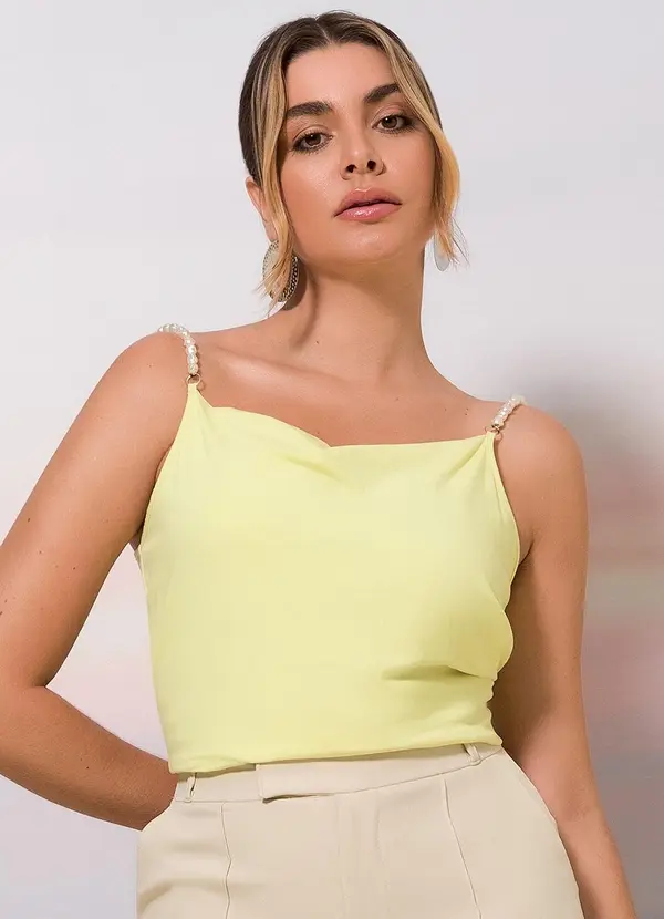 Blusa de Alcinha Feminina Adulto Amarelo - Gris