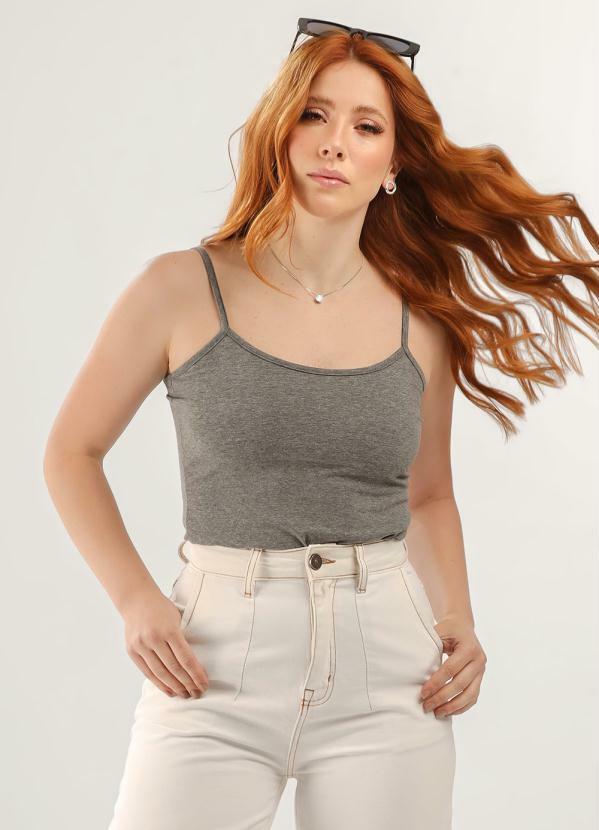 Blusa de Alcinha Feminina Cinza - Just Basic