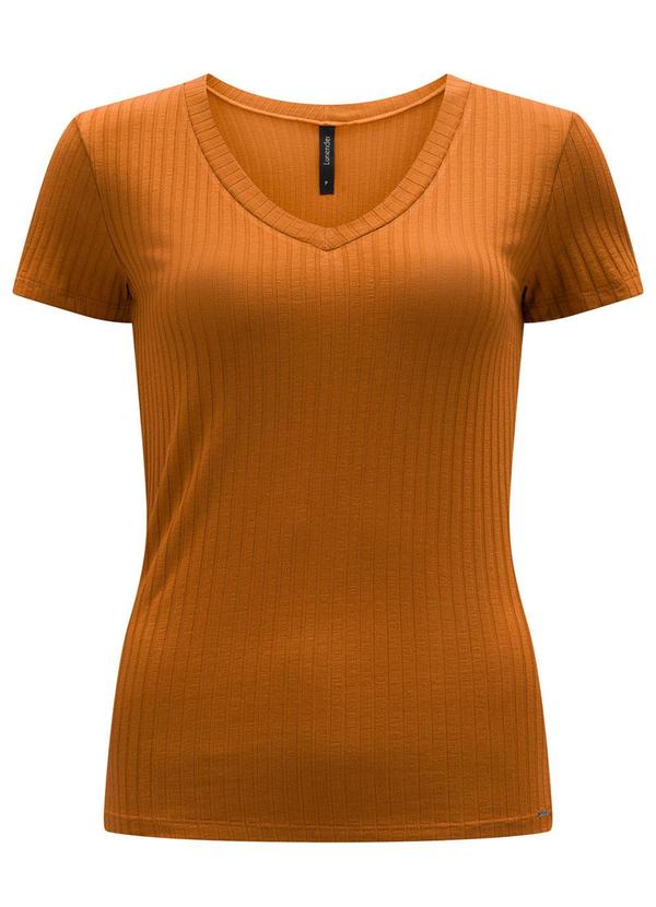 Blusa Básica em Malha Canelada Laranja - Lunender Feminino