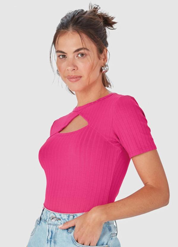 Blusa Canelada com Vazado Rosa Escuro - Malwee