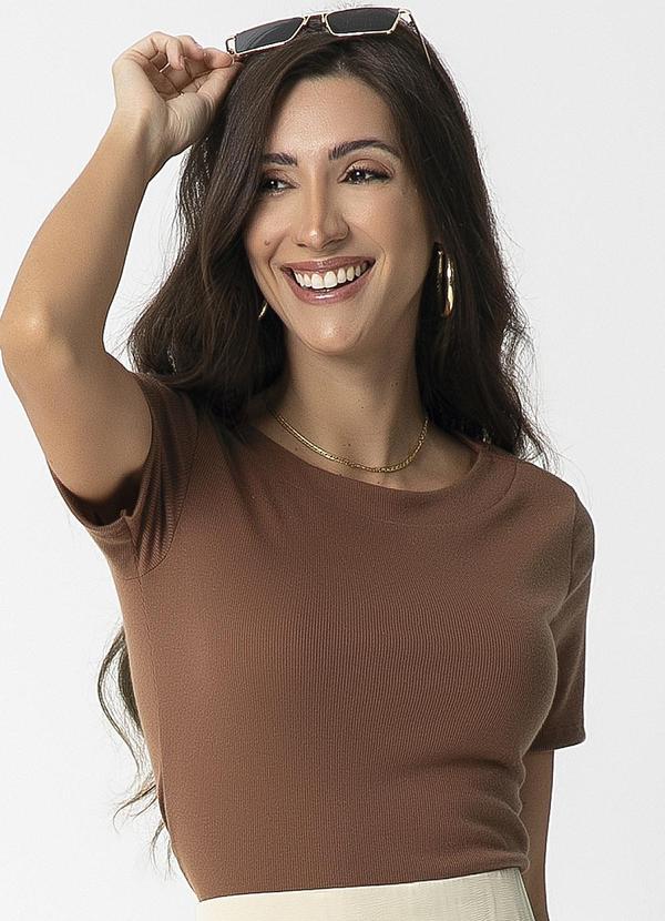 Blusa Feminina Básica em Canelado Marrom - Habana