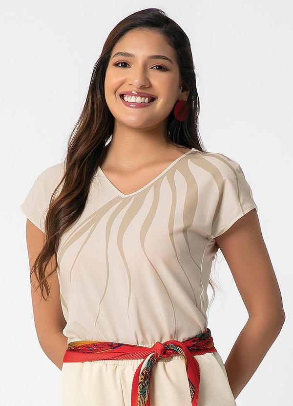 Blusa Feminina com Decote em V Off White - Habana