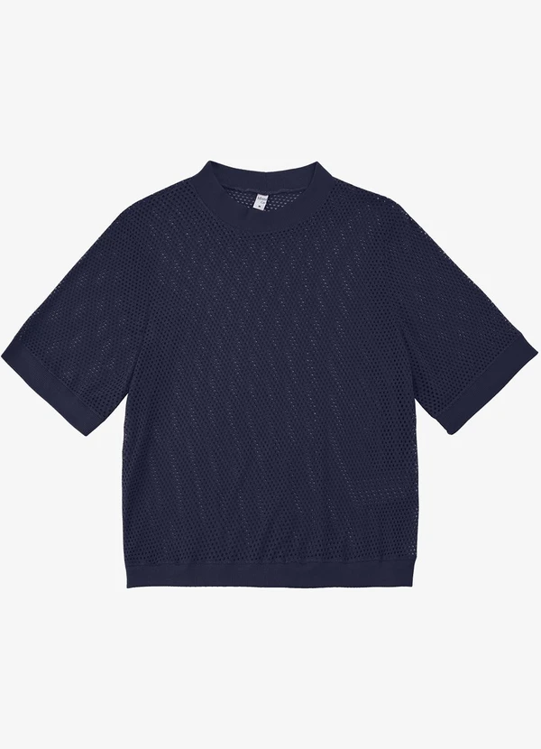 Infinita Cor - Blusa Feminina Malha Screen Infinita Cor Azul