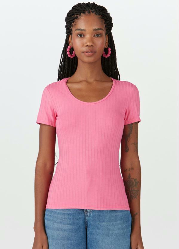 Blusa Malha Canelada Viscose Rosa - Malwee