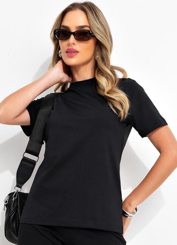Blusa Preto em Malha de Algodão - Bimini