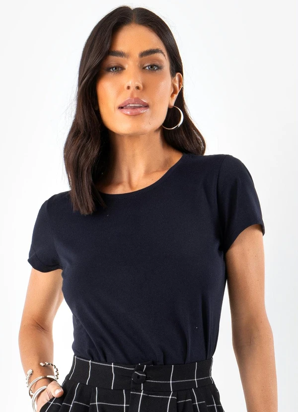 Blusa Preto em Malha de Algodão - Quintess