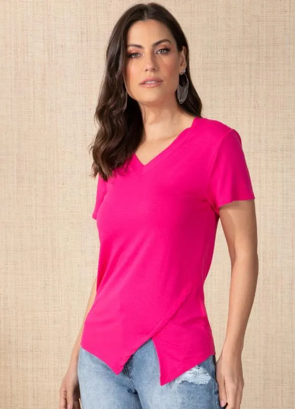 Blusa Rosa com Detalhe na Barra - Queima de Estoque