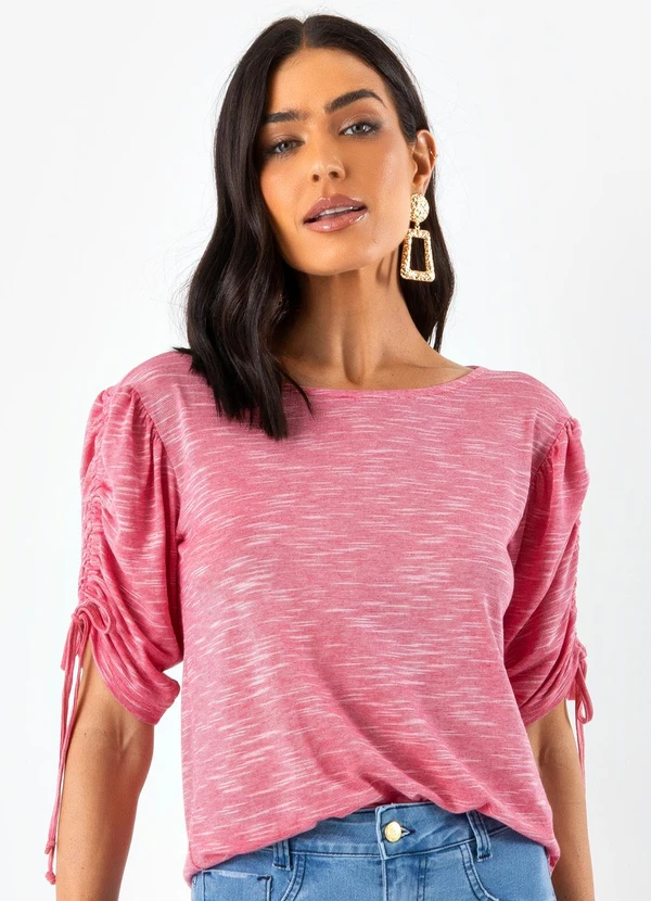 Blusa Rosa em Malha Flamê - Quintess