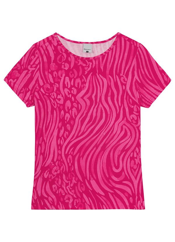 Blusa Rosa Pink Animal Print em Viscose Stretch - Malwee