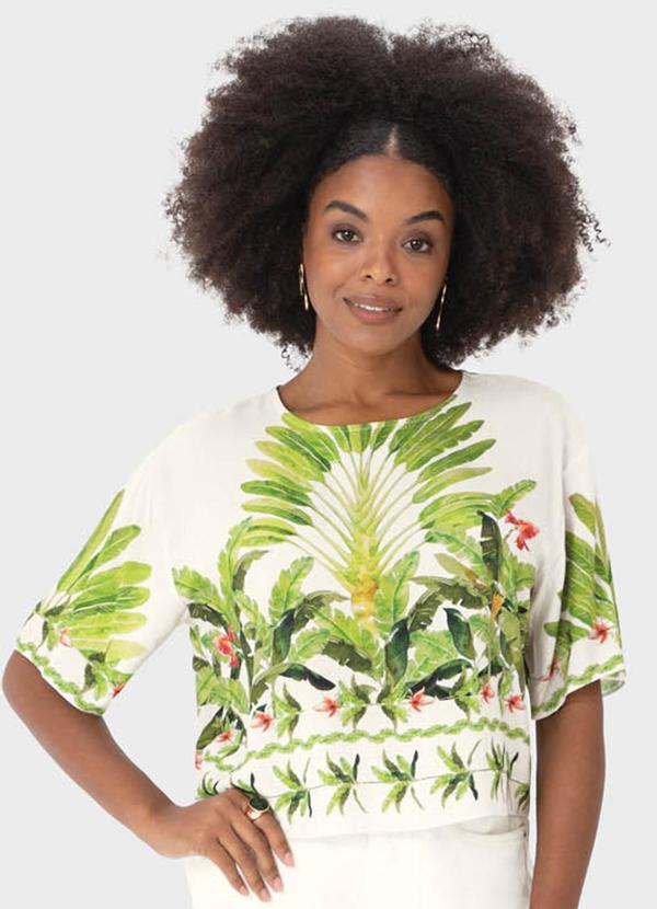 Blusa Verde Box Tropical em Viscose - Malwee