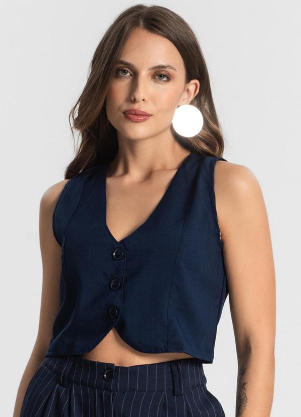 Colete Feminino em Alfaiataria Azul - Rovitex