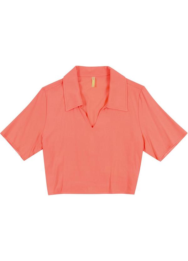 Cropped Básico com Gola Laranja - Cativa