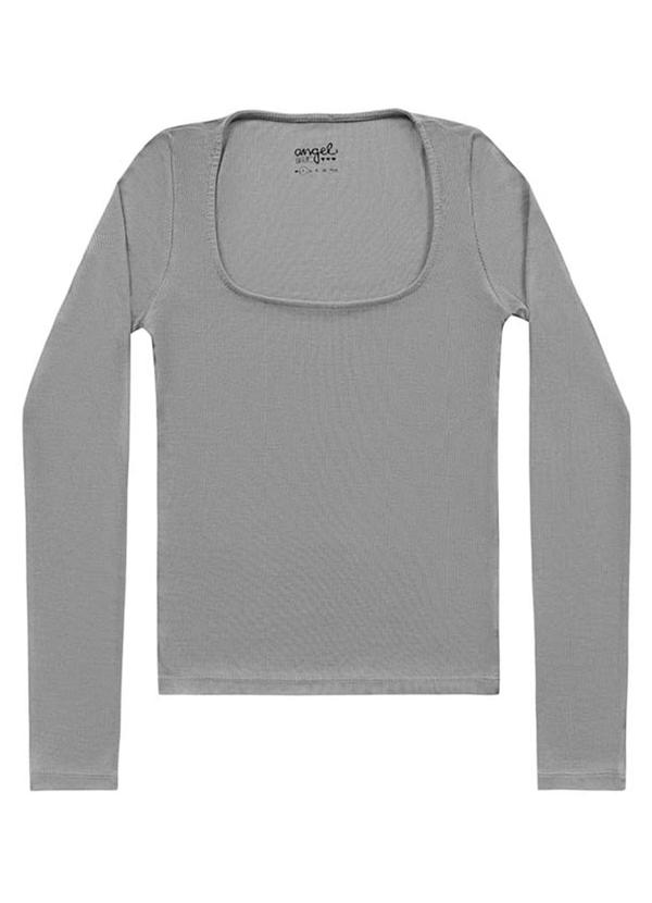 Blusa Decote Quadrad.M/Longa Angel Basic Cinza - Angel