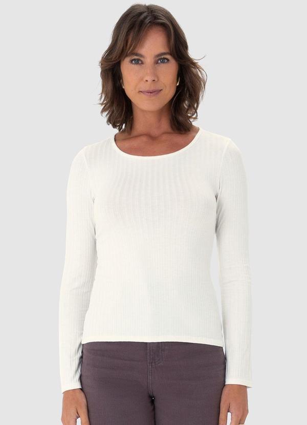 Blusa Feminina em Viscose Canelada Bege - Malwee