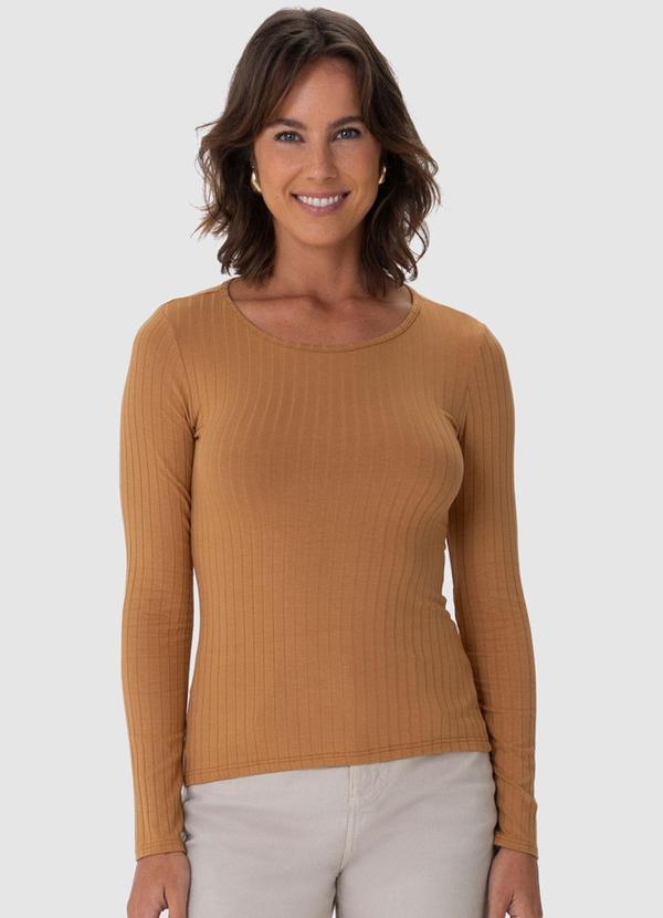 Blusa Feminina em Viscose Canelada Marrom - Malwee